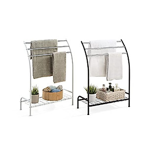 SunnyPoint Freestanding 3 Hanging Bar Towel Rack with Bottom Shelf (BLK)