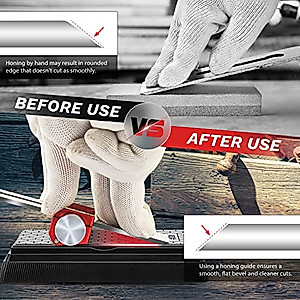 Saker Honing Guide with Whetstone - Red Off-Center Upgraded Honing Tool and Diamond Sharpening Stone Set Kit for Knife, Short Chisels and Planes, Fine/Coarse Plate, 400/1000/Grit, (X39819)