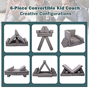 TOLEAD Modular Kids Play Couch,Imaginative Furniture Play Set for Creative Kids,Play Couch Sofa for Kids,Girls and Boys Playroom Sectional Sofa Medium