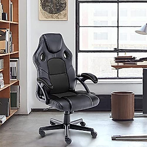 T-THREE.Gaming Chair Office Chair Computer Chair Video Gaming Chair with Lumbar and Back Support, Racing Style PU Leather, Height Adjustable, 360° Swivel with Adults, Women, Men,Teens and Kids Black