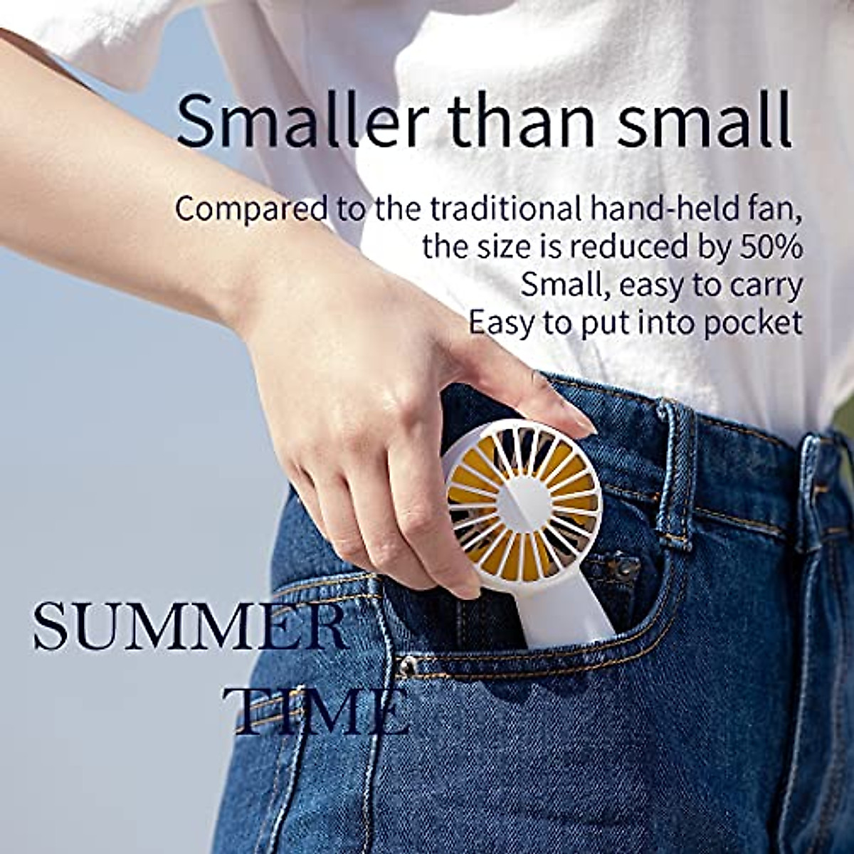 NO Mini Handheld Fan, USB Desk Small Personal Portable Stroller Fan with 4800mAh Rechargeable Battery, Cute Pocket Design Electric Fan 8-25H Working Hours for Travel Office Outdoor Summer Gift(PINK)