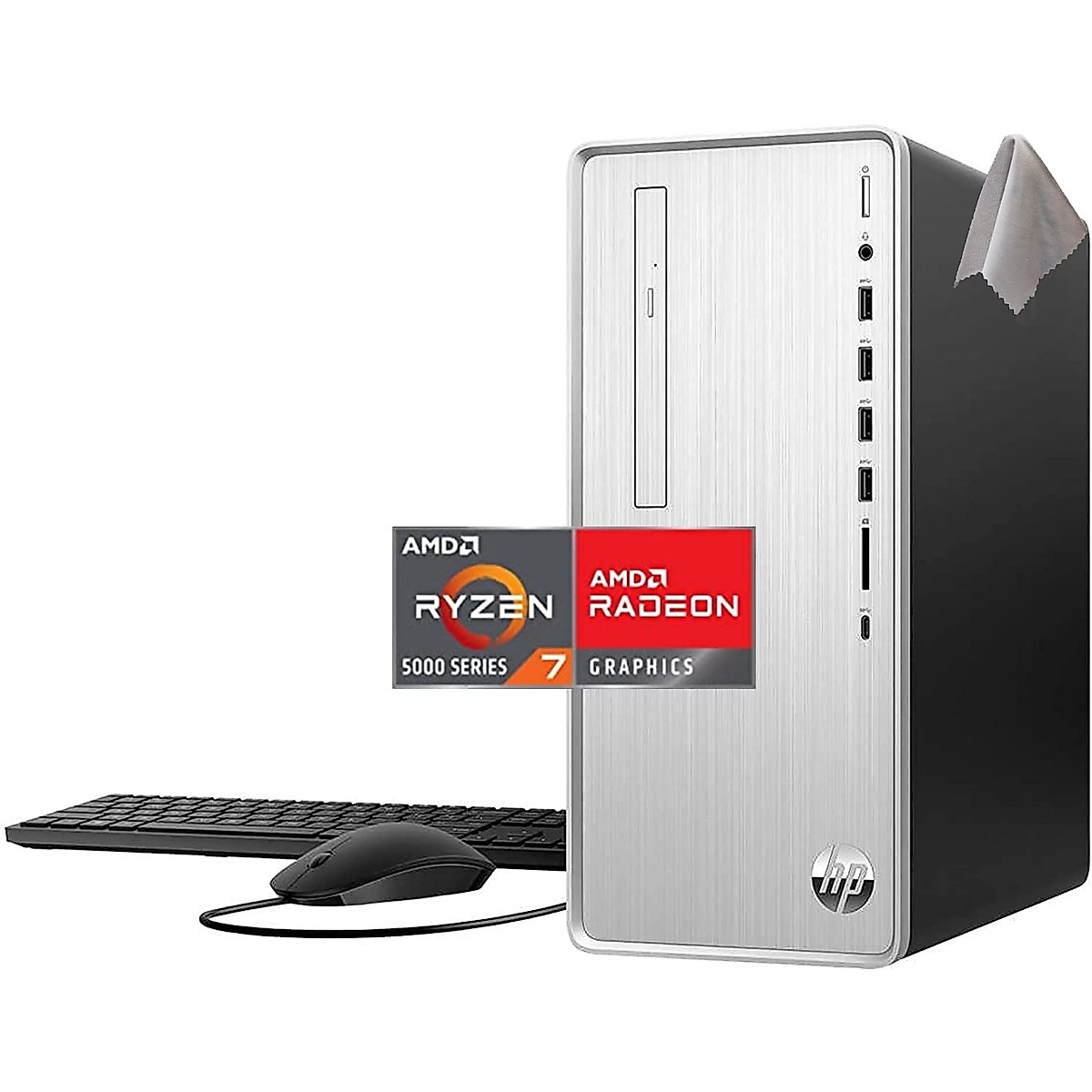 HP 2022 Newest Pavilion Desktop PC, AMD Ryzen 7 5700G (Beat i7-10700, 8 Core, 4.5GHz), 64GB RAM, 2TB SSD + 1TB HDD, Wi-Fi 5, Bluetooth, 9 USB Ports, Pre-Built PC Tower, Windows 11 Bundle with JAWFOAL