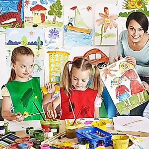 4 Pieces Art Smock for Kids Artist Smock Waterproof Painting Apron Painting Smocks for Children, 4 Colors (Red, Green, Gold, Royal Blue)