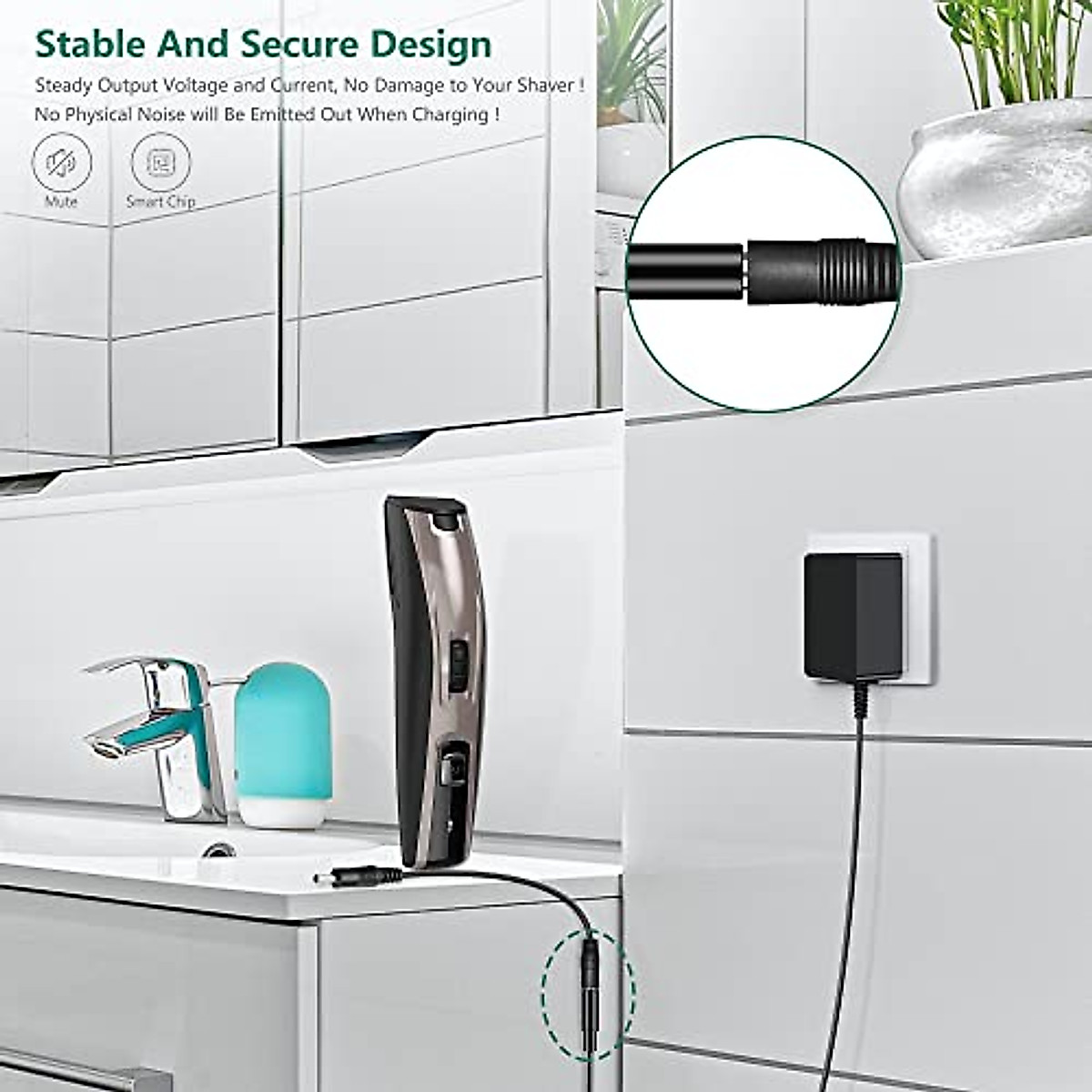 FITE ON UL LISTED 5V Power Cord Adapter Replacement for Remington Shaver PG525 PG6025 MB4045B MB2500 PG6135 PG6060 Remington Beard Trimmer Power Supply Cord Cable Charger