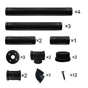 STARKOO Industrial Pipe Clothes Rack, 79inch Wall Mounted Garment Clothing Bar, Closet Storage,Hanging Rod,Heavy Duty Black Steel Iron for Laundry Room