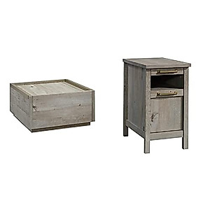 Sauder Manhattan Gate Coffee Table, L: 31.02" x W: 30.95" x H: 16.06", Mystic Oak Finish & Cannery Bridge Side Table, Mystic Oak Finish