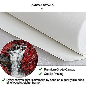 iKNOW FOTO Red Waterfall Canvas Wall Art Decor Vertical Decorative Prints Forest Landscape Picture for Living Room Kitchen Bedroom Office Home Decor Gift 24x36