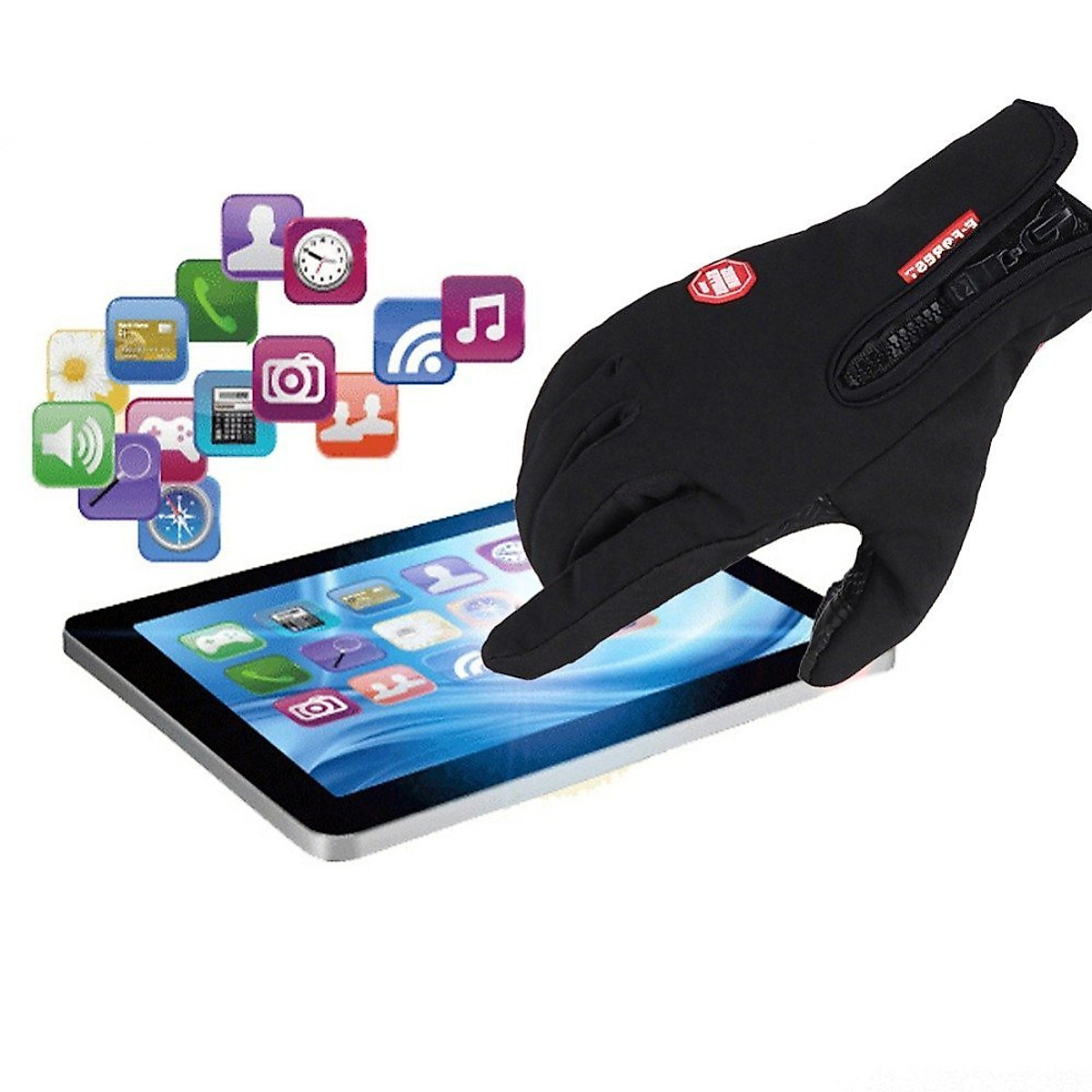 Bicycle Motorcycle Waterproof Gloves Outdoor Sport Warm Windproof Thermal Touch Gloves Riding Running Bike Cycling Gloves Hot Hands Warmer (Black(M))