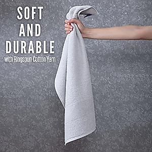 Antioch Home Bathroom Hand Towels, Hotel Quality & Fluffy & Absorbent & Soft & Fast Drying Turkish Hand Towels for Bathroom, 100% Cotton Turkish Hand Towel Set - [ 4 Pack – 16x28 inches ] - Light Grey