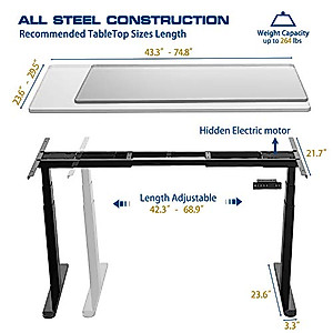 AIMEZO Dual Motor Electric Adjustable Desk Base Standing Workstation Smart Desk Adjustable Height Sit Stand Home Office Standing Desk Frame with 3 Tiers Legs/ 4 Memory Preset Button Controller