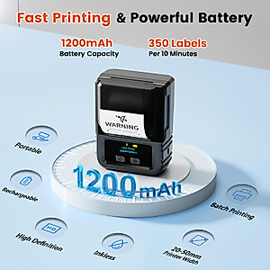 Phomemo M120 Label Maker- Barcode Printer Bluetooth Thermal Label Maker Machine 2 Inch 50mm Barcode Label Printer for Retail, QR Code, Small Business, Compatible with Android, iOS & PC, Black