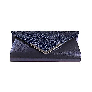 KALAIEN Envelope Clutch Purses for Women Glitter Evening Bag Handbags For Wedding and Party (Navy blue)