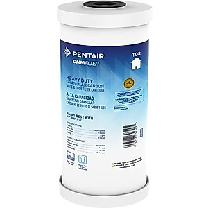 Pentair OMNIFilter TO8 Carbon Water Filter, 10" Heavy Duty Whole House Granular Carbon Taste & Odor Replacement Filter Cartridge, 10" x 4.5", 25 Micron