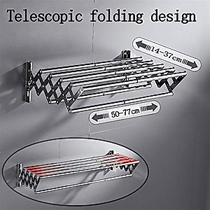 YAWEDA Rust-Proof and Space-Saving Indoor and Outdoor Hangers Stainless Steel Durable Wall Mount Clothes Double Pole Drying Rack for Bathroom Kitchen Hotel (Size : 50-77cm)