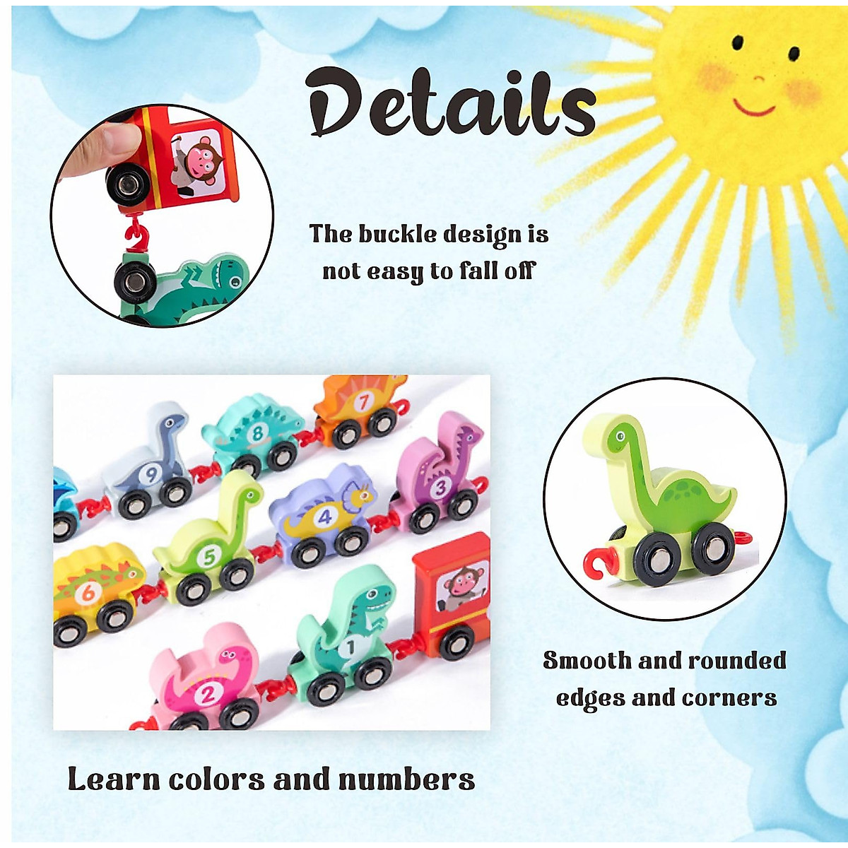 Toddler Toys for 4 3 Year Old Boys Gifts,Montessori Toys for 3 4 Year Old Girls Birthday Gifts,Wooden Train Set Dinosaur Toys for Kids 3-5 Years Old Toy Cars for Toddler Boy Toys Age 4