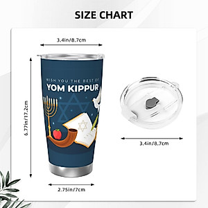 Uniwneds Yom Kippur Jewish Holiday Coffee Cup 20oz Stainless Steel Tumbler With Lid Double Wall Vacuum Insulated Travel Car Mug Water Bottles For Home Office