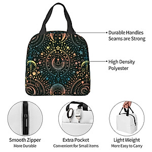 Echoserein Magical Astrology Moon Star Lunch Bag Insulated Lunch Box Reusable Lunchbox Waterproof Portable Lunch Tote For Women Men Girls Boys