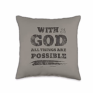 God, Jesus & Church Shirts and more from Liam With God All Things are Possible Retro Vintage Throw Pillow, 16x16, Multicolor