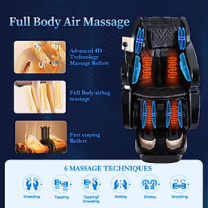 Kollecktiv AI Voice Massage Chair, Full Body Zero Gravity SL-Track Shiatsu Massage Recliner Chair with Heat Body Scan, for Dad, Husband (Black)