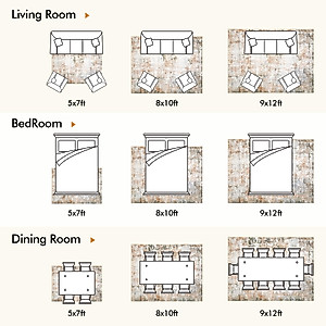 Washable Abstract Area Rug 8x10 - Contemporary Style Large Soft Living Room Bedroom Rugs Stain Resistant Non-Shedding Low Pile Accent Carpet for Indoor Dining Room Home Studio Office - Brick/Grey