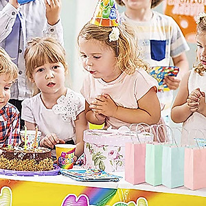 24Pcs Birthday Gift Bags Multicolor Pastel Portable Bags Party Treat Paper Kraft Favor Sweet 8.7x6.3x3.2inches Candy Gift with Handles for Party Wedding Celebrations (Small)