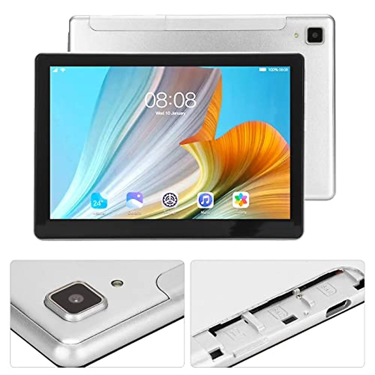 LBEC 8.1in Tablet, HD Tablet Silver Grey 5G WiFi 100 to 240V 1920x1200 for Study for Work (US Plug)