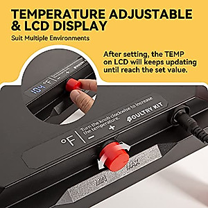 PoultryKit Brooder Heater Plate 12" x 12" for 25 Chicks, Safe DC Powered Chick Brooder, Chicken Heat Plate with LCD Show Temperature, 30W Adjustable Power