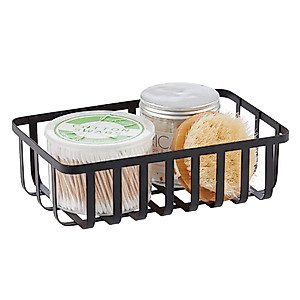 mDesign Farmhouse Metal Wire Storage Organizer, Holder Bin Basket Shelving Organization for Closet, Entryway, Bedroom, Bathroom, Home Office - Black