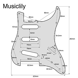 Musiclily 3Ply SSS 11 Holes Strat Electric Guitar Pickguard Scratch Plate Pick Guards for Fender US/Mexico Made Standard Stratocaster Modern Style Guitar Parts, Cream