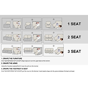 vctops Diamond Recliner Loveseat Slipcover 6-Pieces Stretch Dual Recliner Sofa Covers for 2 Seat Dual Reclining Loveseat Couch Soft Solid Furniture Protector (Camel,2 Seat)
