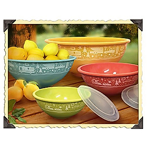 Camp Casual CC-006 Multicolor Melamine Nesting Bowl with Lids, Set of 4,1.5 quarts
