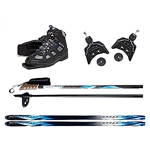 Whitewoods Adult 75mm 3-Pin Cross Country Ski Package, 207cm - Skis, Boots, Bindings, Poles (45, 180 lbs. & Up)