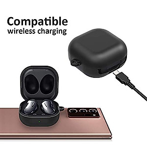 Compatible with Galaxy Buds Live Case, Teddy Bear Friends Cute Hard Protective Shockproof Accessories with Key Chain Anti-Break Anti-Lost Cover