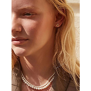 PERNNLA PEARL 18K Gold Love Knot Stud Earrings for Women Minimalist Cute Small Stud Earrings Dainty Twist Woven Post Earrings for Women Jewelry