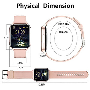 Smart Watch, 1.7" Smartwatch for Android and iOS Phones, Fitness Tracker with with Full Touch Color Screen Heart Rate and Sleep Monitor Pedometer, IP68 Waterproof Smart Watch for Women Men