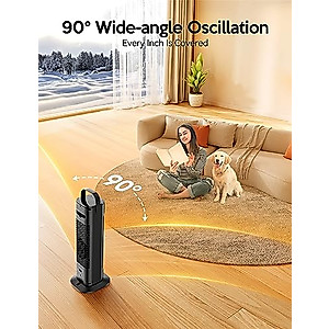 VAGKRI 24"Space Heater, 1500W Portable Electric Heater with Thermostat, Remote, 3 Modes, Timer, Oscillating, Overheating & Tip-Over Protection, Fast Ceramic Heater for Bedroom Office Garage Indoor Use