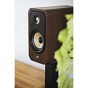 Polk Signature Elite ES20 Bookshelf Speaker - Hi-Res Audio Certified, Dolby Atmos & DTS:X Compatible, 1" Tweeter & 6.5" Woofer, Power Port Technology for Effortless Bass (Pair, Contemporary Walnut)