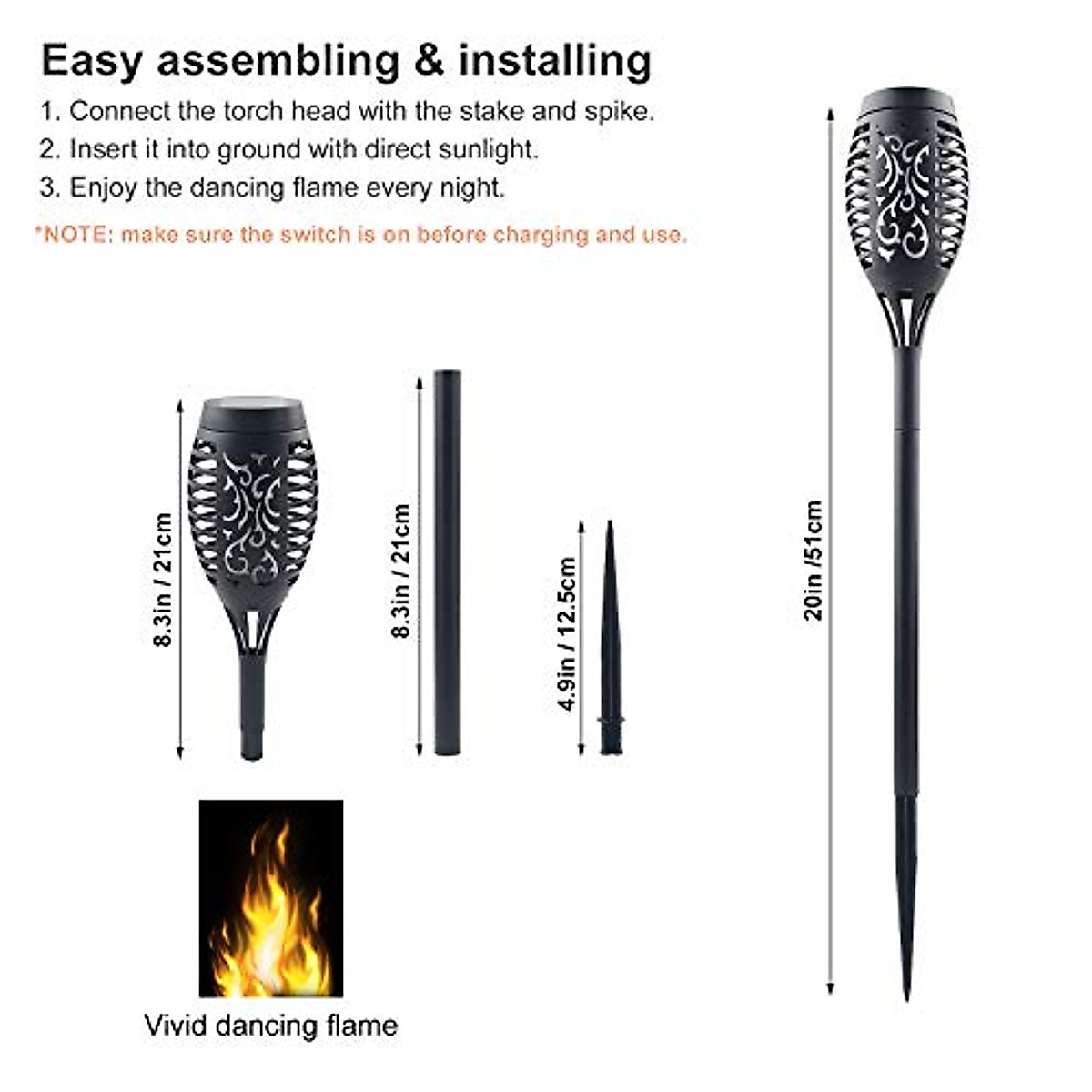 Permande 16 Pack Upgraded Solar Lights Outdoor, Mini Solar Torch Lights with Flickering Flames, Waterproof Landscape Decoration Dancing Flame Lights for Garden Pathway Yard, Auto On/Off Dusk to Dawn