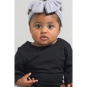 Lotus Lane Baby Onesie Black Onesie Bell Sleeve Romper Flared Ruffle Bodysuit Stretchy Big Bow Headband Outfit