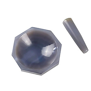 LAB4US Agate Mortar and Pestle Set ID 60mm Natural Agate Grinder for Lab Grinding Polished Brazilian Agate Internal Diameter 60mm, External Diameter 75mm; Depth 16mm; Hardness 7-7.2(60mm)
