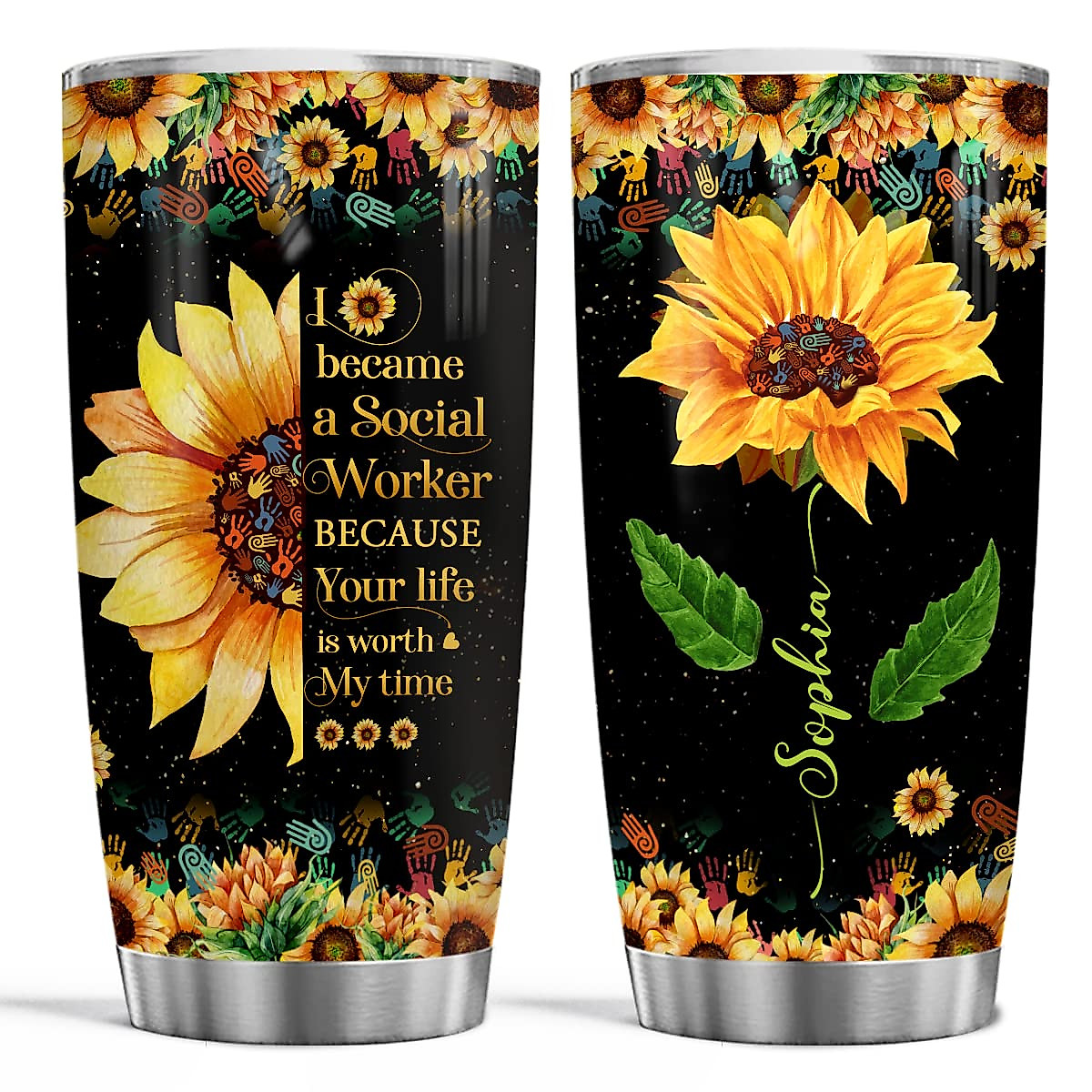 wowcugi Gifts For Women Tumbler I Became A Social Worker Because Your Life Worth My Time 20oz 30oz Tumblers Coffee Travel Mug Cup Birthday Appreciation Gift