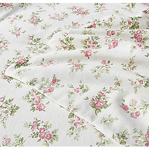 Laura Ashley Home - Queen Sheets, Cotton Flannel Bedding Set, Brushed for Extra Softness & Comfort (Audrey, Queen)