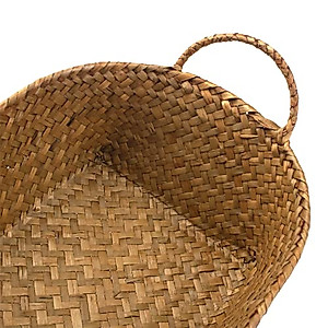 DOKOT Woven Baskets For Storage, Rattan Baskets With Handles For Kitchen, Wicker Baskets For Storage Organizer, Small Baskets for Fruits , Seagrass Baskets Set of 3