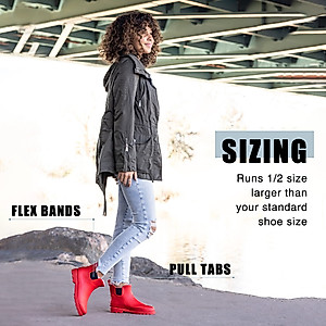 NORTY - Womens Ankle Rain Boots - Ladies Waterproof Winter Spring Garden Boot runs ½ size large Red Size 9