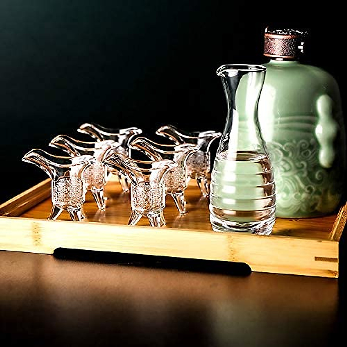 1-Ounce Retro Shot Glasses set of 6 - Drinking like an Ancient King/Queen - Unique Clear Glass Sipping Cup Dispenser Bulk for liquor Soju tequila Whiskey Baijiu