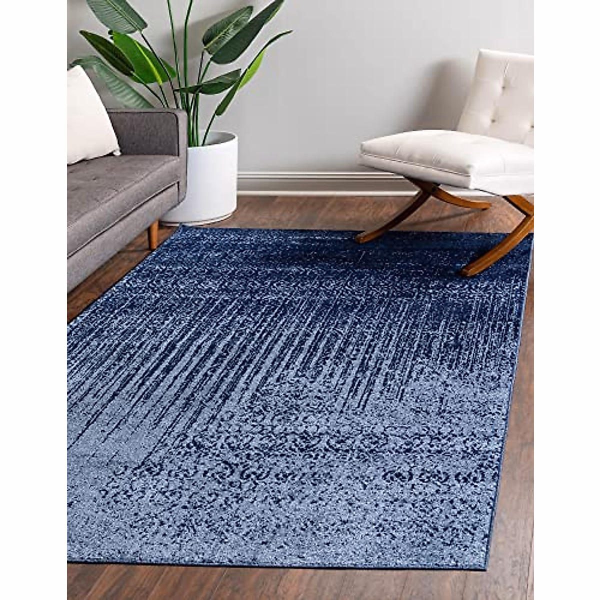 Unique Loom Del Mar Collection Area Rug - Jennifer (7' 10" x 10' Rectangle, Blue/ Navy Blue)