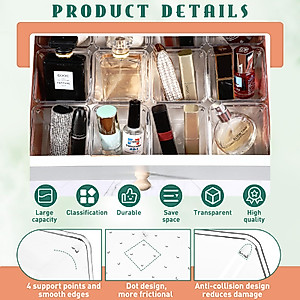 Tioncy 16 Pcs Clear Drawer Organizers 3" x 3" x 2" Stackable Small Makeup Vanity Storage Bins Small Desk Drawer Organization Clear Container Dividers for Makeup Vanity Office Bathroom Kitchen Utensil