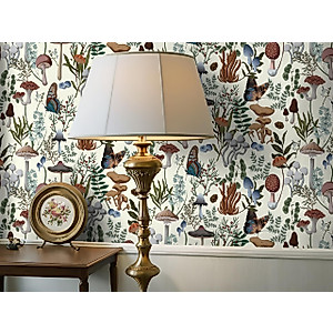 EeeComing Mushroom Wallpaper Peel and Stick Wallpaper Boho Wallpaper 78.7" x 16.14" Mushroom Contact Paper Removable Wallpaper for Bedroom Living Room Bookcase Bathroom Self Adhesive Vinyl