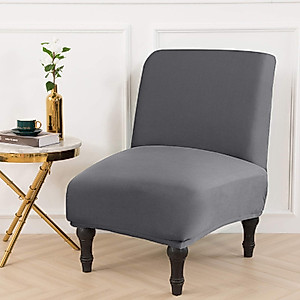 Armless Accent Chair Cover, Large Size Armless Slipper Chair Slipcover, Stretch Universal Thin Fabric Living Room Chair Cover Furniture Protector Removable Washable for Home Hotel Living Room (Grey)