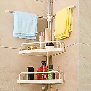 Shower Corner Caddy Organizer for Bathroom, Adjustable Tension Pole Shower Shelf 4 Tier Stand Up Shower Caddy Shelf for Bathroom Kitchen Lavatory, 43 to 122inch Height, Gdrsauya10